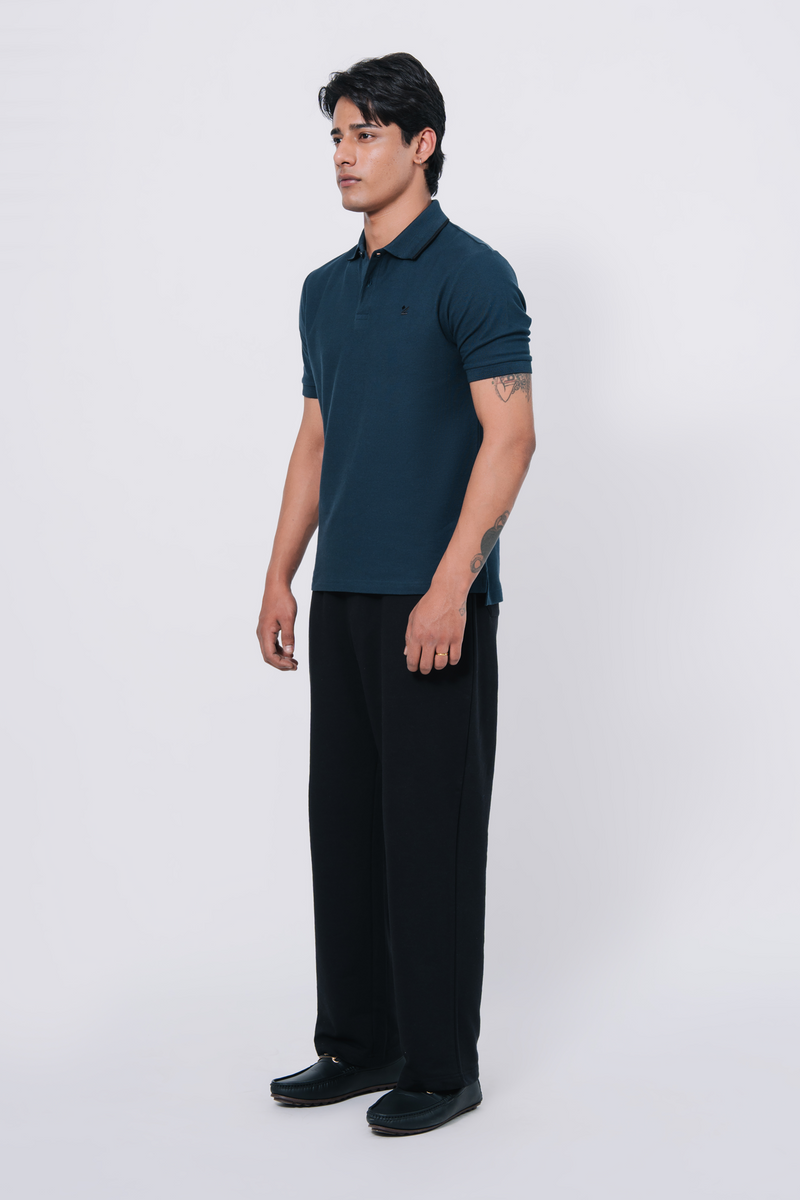Pique Texture Polo Shirt - Teal– Zane